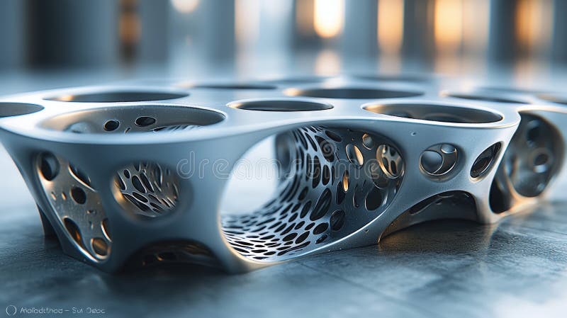 Abstract Metal Structure with Holes and Curves in Contemporary Interior ...