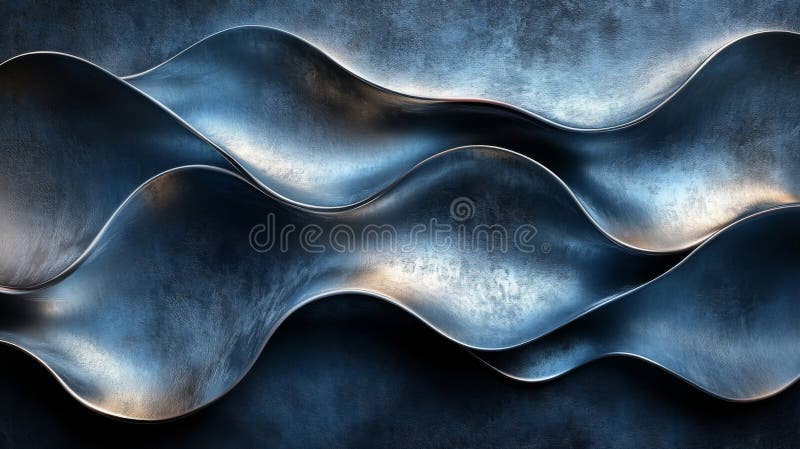 Abstract Metal Surface with Flowing Curves and Waves, Showcasing ...