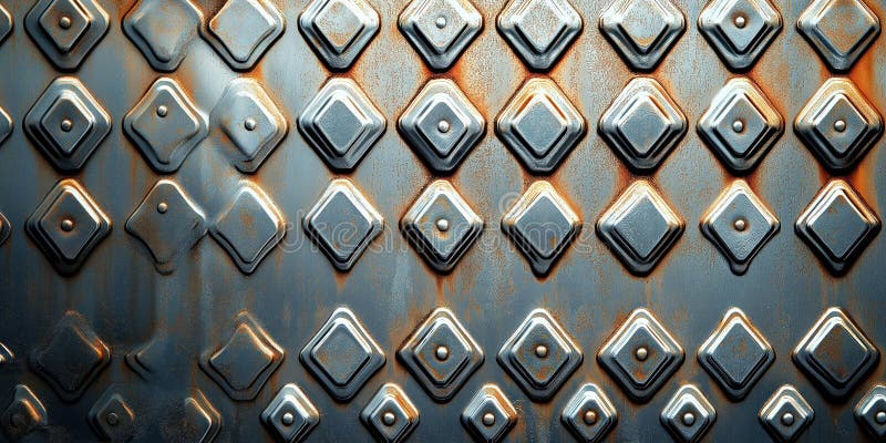 Abstract Metal Surface with Repeating Pattern of Embossed Rhombuses ...