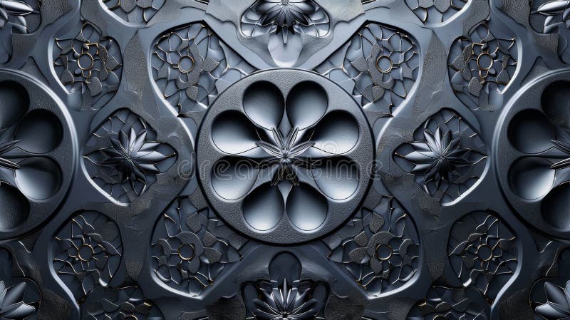 Abstract Metal Texture with Intricate, Repeating Pattern and a Central ...