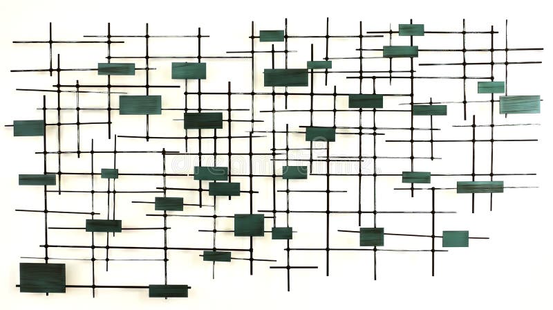 Abstract Metal Wall Art with Green Rectangles Arranged in a Random ... Abstract Metal Wall Art with Green Rectangles Arranged in a Random ...