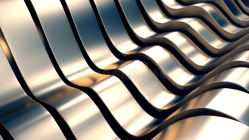 Abstract Metal Wave Background 3D Illustration Stock Illustration ...