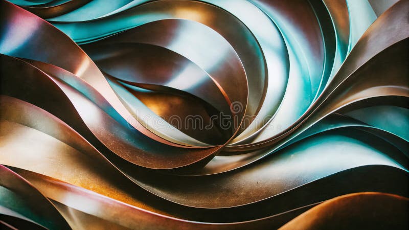 Abstract Metal Wave Composition Teal, Copper, Bronze Hues Stock ...