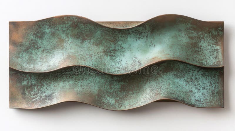 Abstract Metal Wave Sculpture with Teal Patina Stock Illustration ...