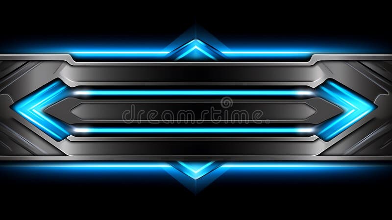 Abstract Metallic Background with Blue Neon Arrows Stock Illustration ...