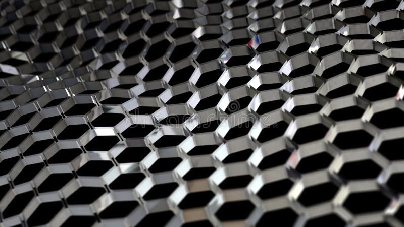 Abstract Metallic Background, Floating Hexagonal Grid, Endless ...