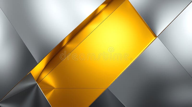Abstract Metallic Background with Gold Rectangle and Silver Triangles ...