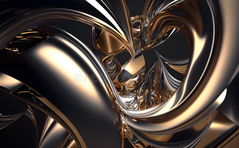 Abstract Metallic Background with Waves and Lighting Effects ...