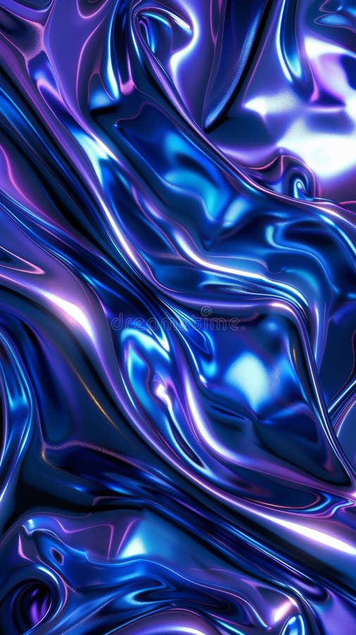 Abstract Metallic Blue and Purple Fluid Pattern, Digital Artwork ...