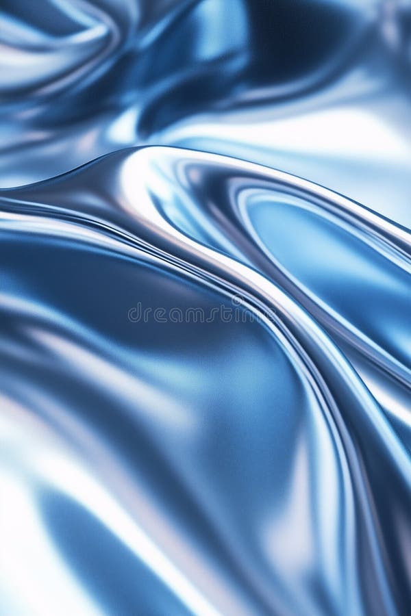 Abstract Metallic Blue Waves Background with Reflective Surface and ...