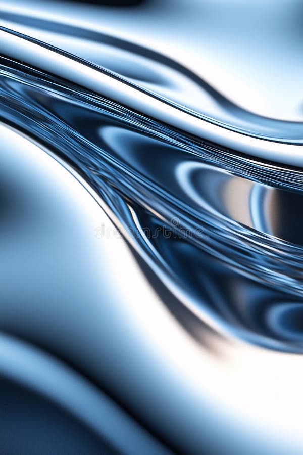 Abstract Metallic Blue Waves Background with Reflective Surface and ...