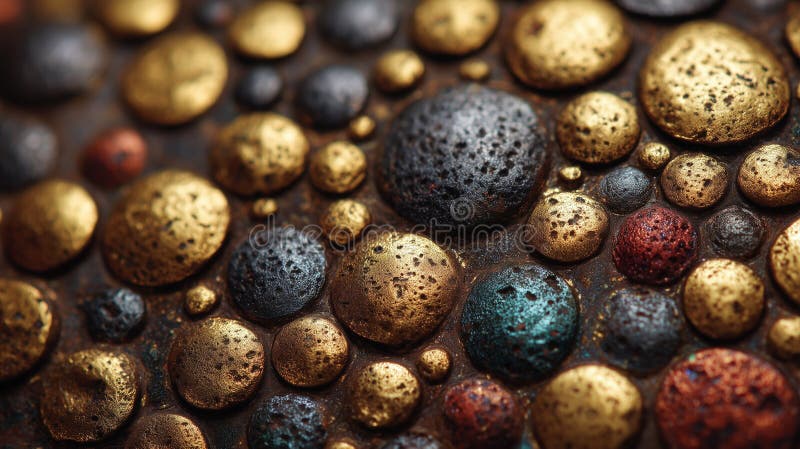 Abstract Metallic Bubbles in Gold, Bronze, and Dark Textures Stock ...