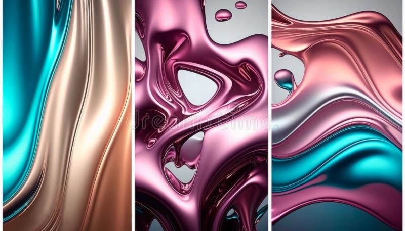 Abstract Metallic Chrome Background in Pink, Blue and Silver Colors ...