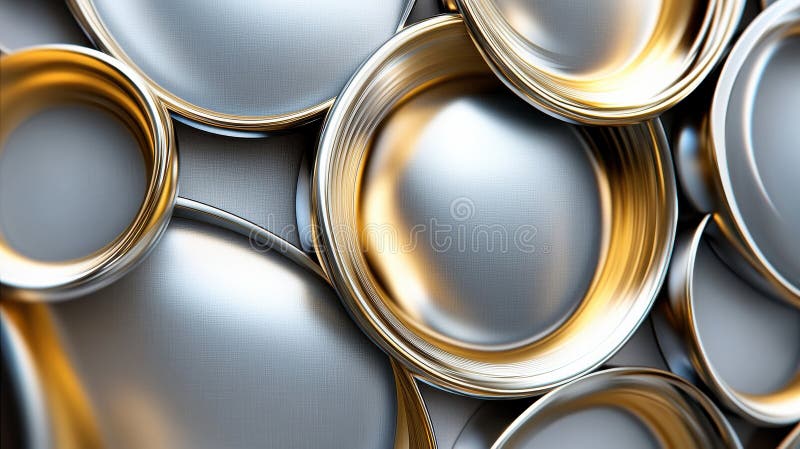 Abstract Metallic Circular Patterns Reflecting Gold and Silver Tones ...