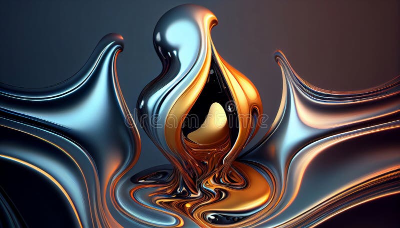 Abstract Metallic Color Liquid Fluid Background, Generative AI ...