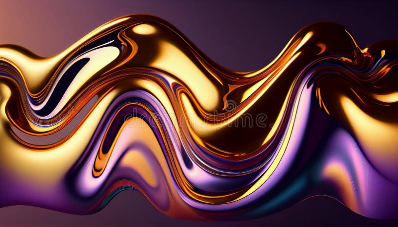 Abstract Metallic Color Liquid Fluid Background, Generative AI ...