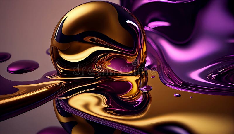 Abstract Metallic Color Liquid Fluid Background, Generative AI ...