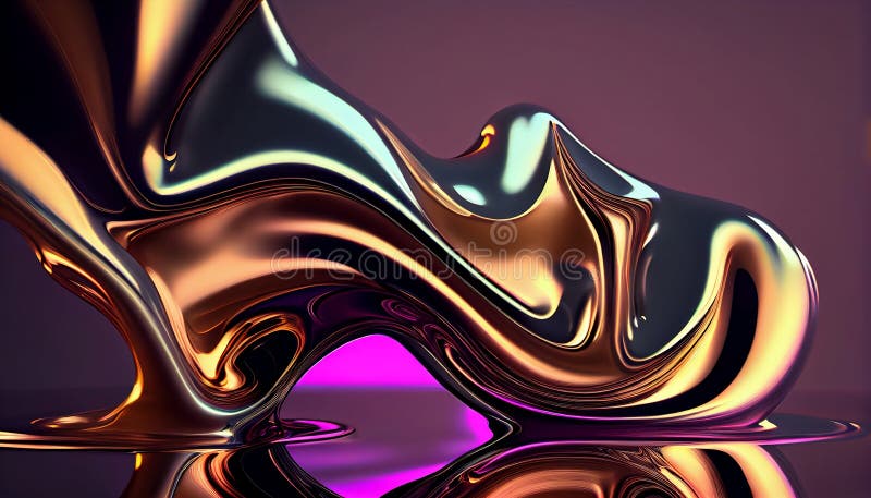 Abstract Metallic Color Liquid Fluid Background, Generative AI ...