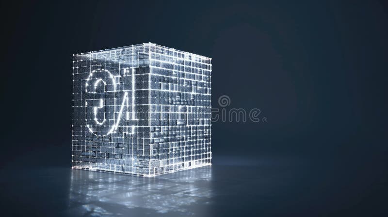 Abstract Metallic Cube Structure In A Minimalistic Setting With Grid Pattern And 3d Design