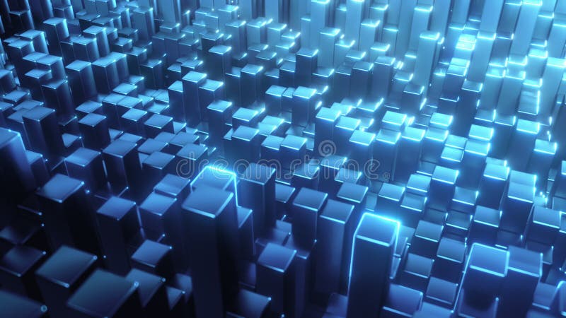 Abstract Metallic Cubes Background Pattern Wall. 3D Projection Mapping ...