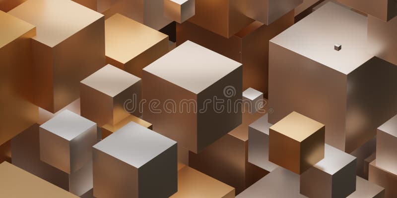 Abstract Metallic Cubes Composition Stock Illustration - Illustration ...