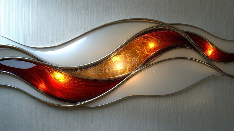 Abstract Metallic Design with Flowing Curves and Glowing Elements Stock ...