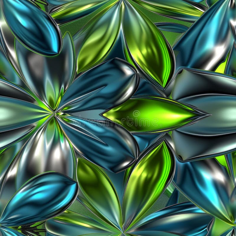 Abstract Metallic Floral Texture with Lush Green and Blue Hues Stock ...