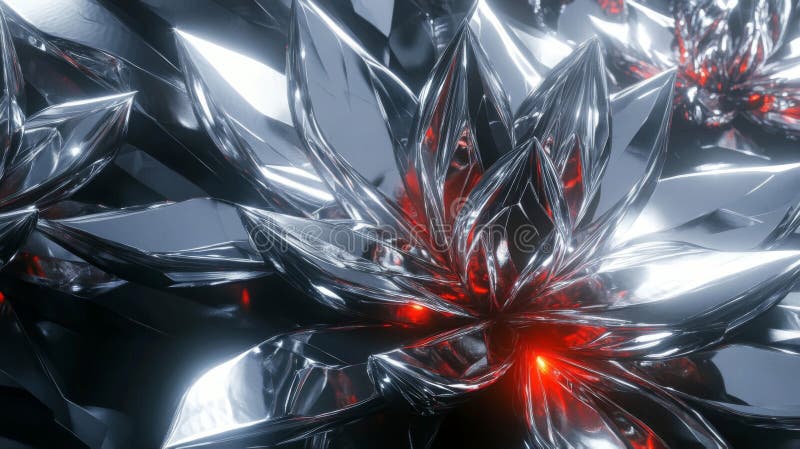 Abstract Metallic Flower with Red Glow Stock Illustration ...