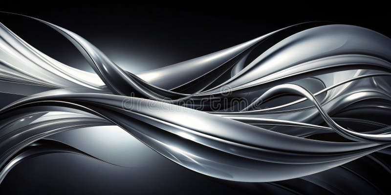 Abstract Metallic Flowing Forms Elegant Silver and Dark Grey Swirls ...