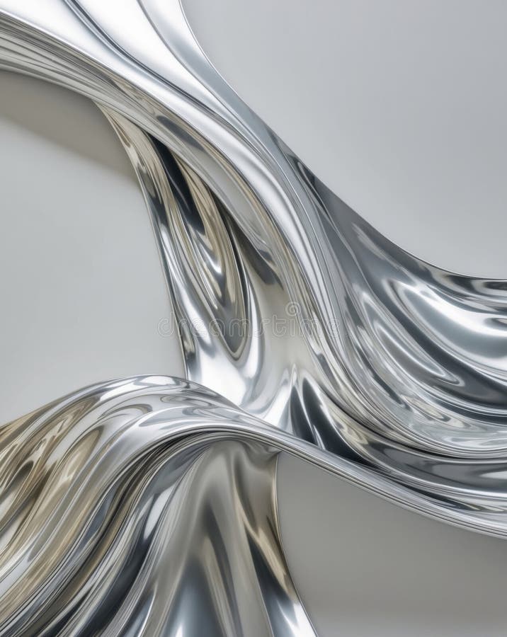 Abstract Metallic Flowing Surface in Silver Tones. Stock Photo - Image ...