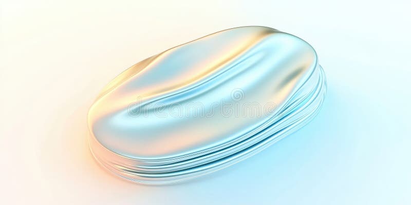 Abstract Metallic Fluid Shape with Iridescent Texture and Soft Gradient ...