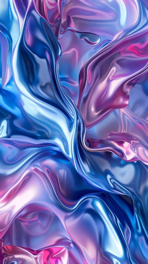 Abstract Metallic Fluid Waves with Blue and Pink Hues Stock Image ...