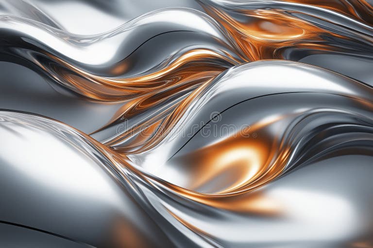 Abstract Metallic Forms with Shiny Reflections Stock Illustration ...