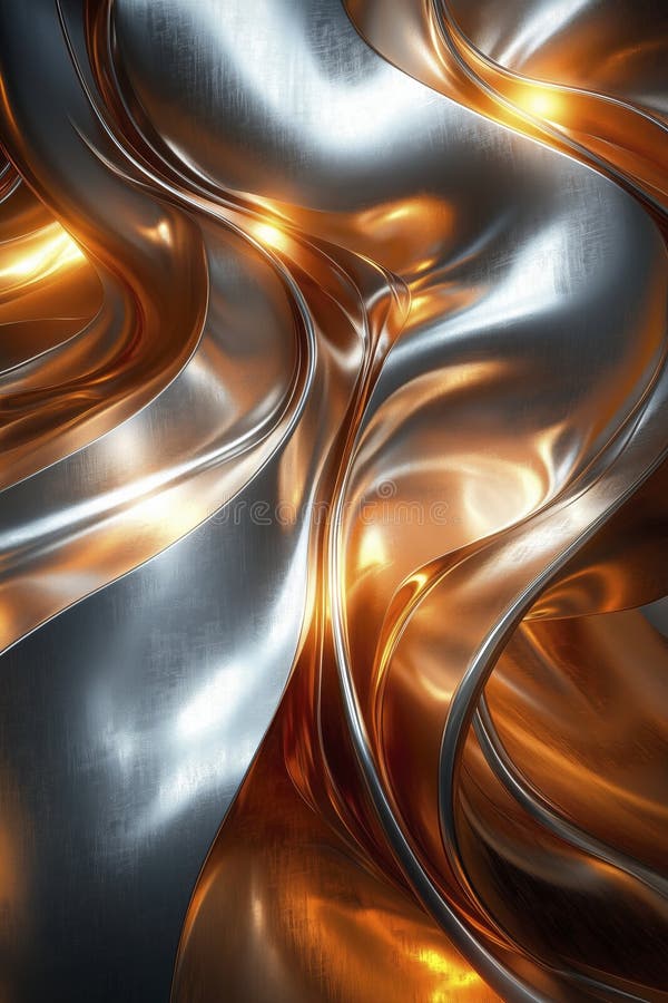 Abstract Metallic Forms with Shiny Reflections Stock Illustration ...