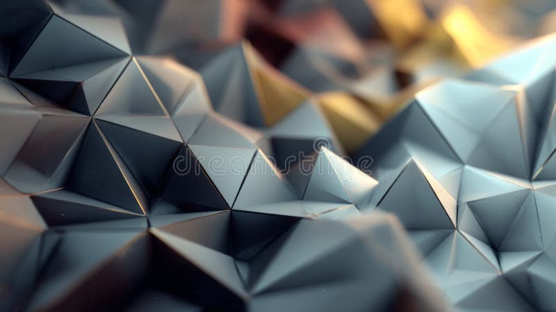 Abstract Metallic Geometric Background with Grey and Gold Triangles ...