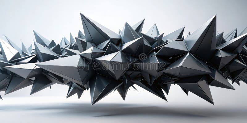 Abstract Metallic Geometric Cluster, Sharp Spikes and Angled Forms ...