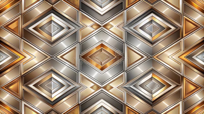 Abstract Metallic Geometric Pattern with Golden Accents and Silver ...