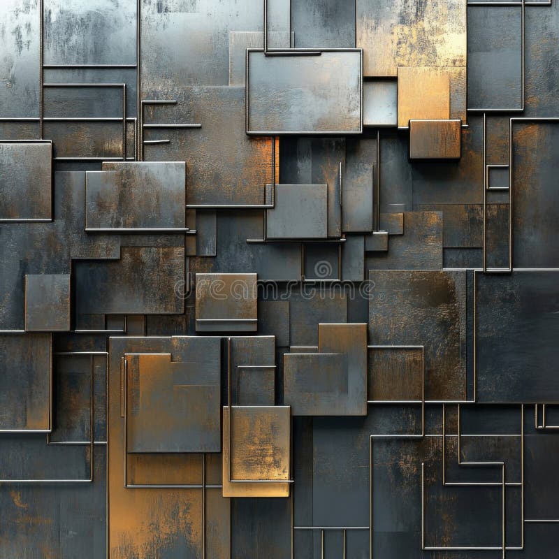 Abstract Metallic Geometric Pattern with Varying Textures and ...