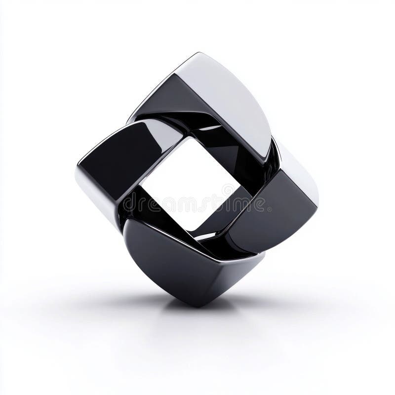 Abstract Metallic Geometric Shape on White Background Stock ...