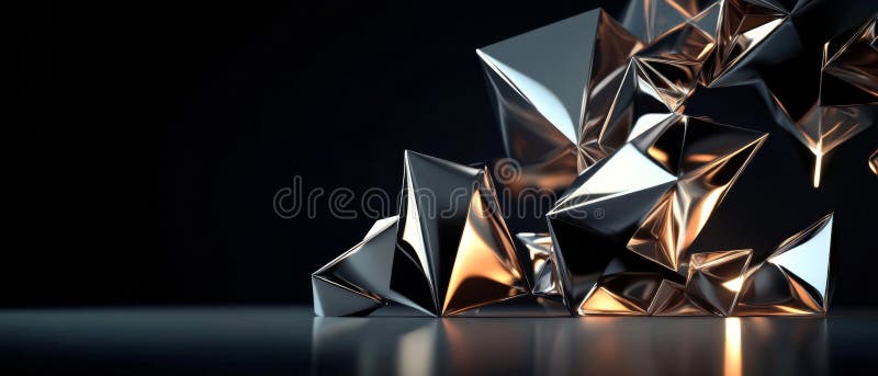Abstract Metallic Geometric Shapes with Reflective Surfaces Stock ...