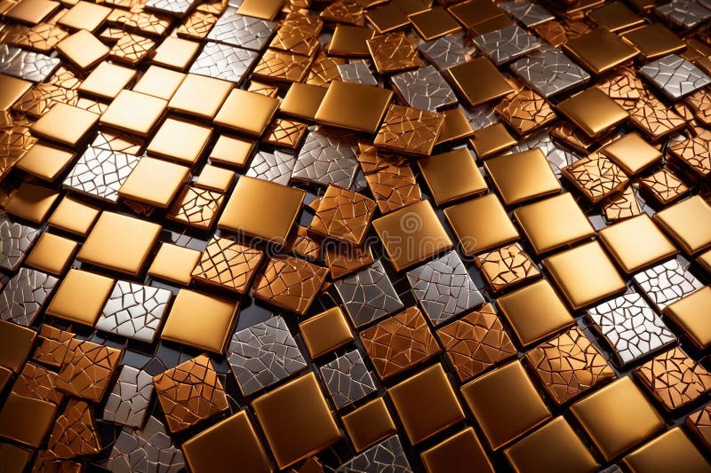 Abstract Metallic Gold Silver Mosaic Tile Wall Texture Pattern ...