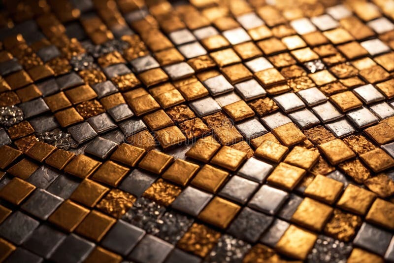 Abstract Metallic Gold Silver Mosaic Tile Wall Texture Pattern ...