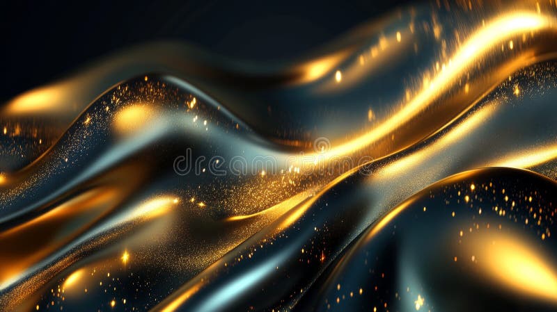 Abstract Metallic Gold Undulating Surface, Bold Highlights, Simple ...