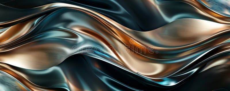Abstract Metallic Gradient Background with Fluid Waves in Dark and ...