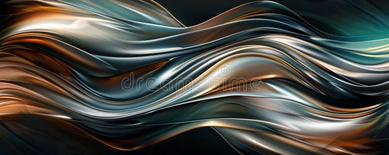 Abstract Metallic Gradient Waves on a Dark Background Stock Image ...