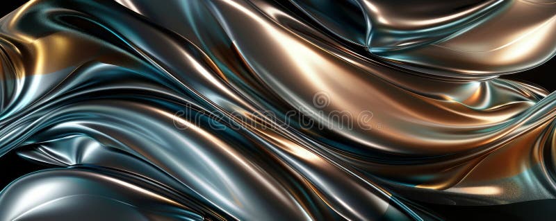 Abstract Metallic Gradient Waves on a Dark Background Stock Photo ...