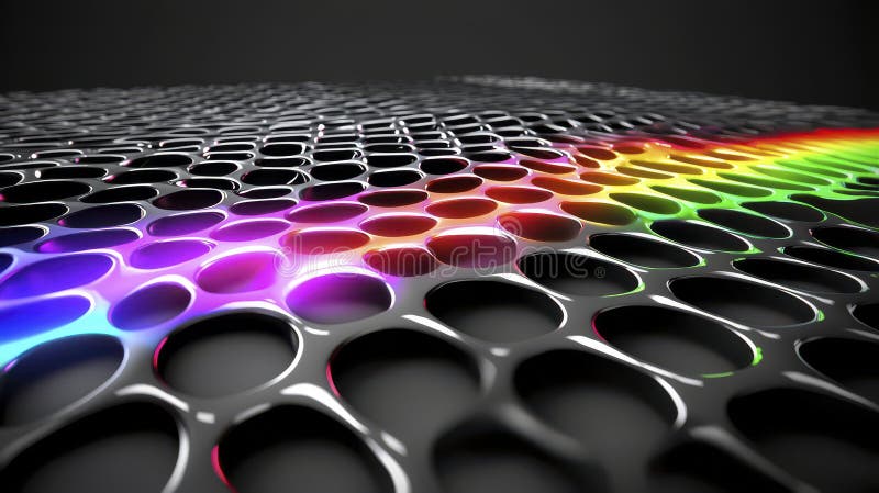 Abstract Metallic Grid with Rainbow Spectrum Lighting Stock ...