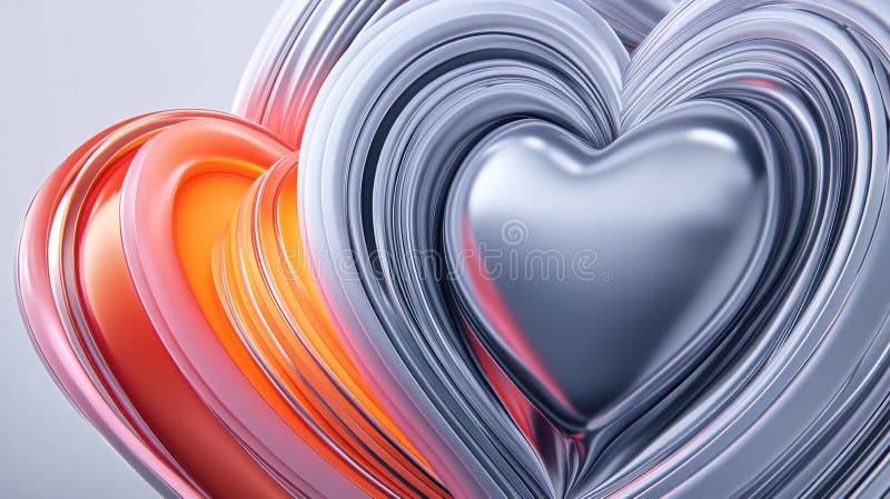 Abstract Metallic Hearts in Vibrant Layers Create a Striking Visual ...