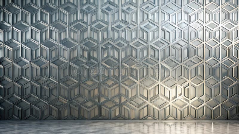 Abstract Metallic Hexagon Wall Panel Design in Modern Interior Space ...