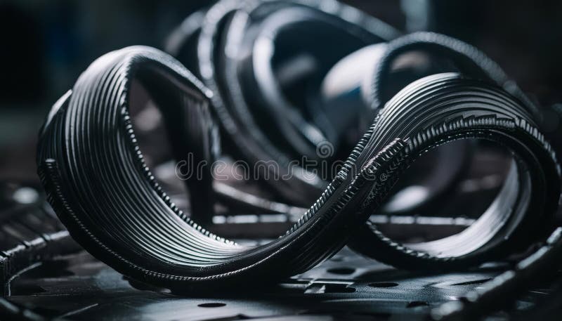 Abstract Metallic Infinity Loop in a Futuristic Setting with a Blurred ...